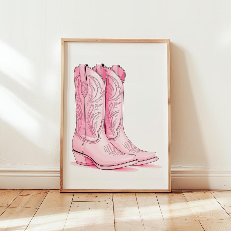 Pink Cowgirl Wall Art Set of 3 Country Girl Printable Decor Gingham ...