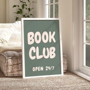 Book Club Print, Book Lovers Gift Print, Trendy Reading Corner Poster ...