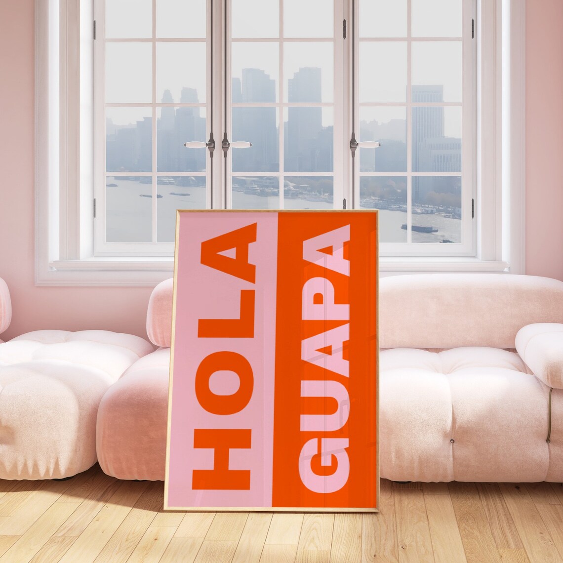 Hola Quote Print, PRINTABLE Wall Art, Pink Orange Decor, Spanish Phrase ...