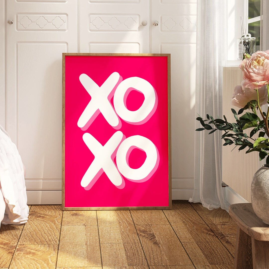 XOXO Print, XO Print, Pink Preppy Wall Art, Valentines Day Decor ...