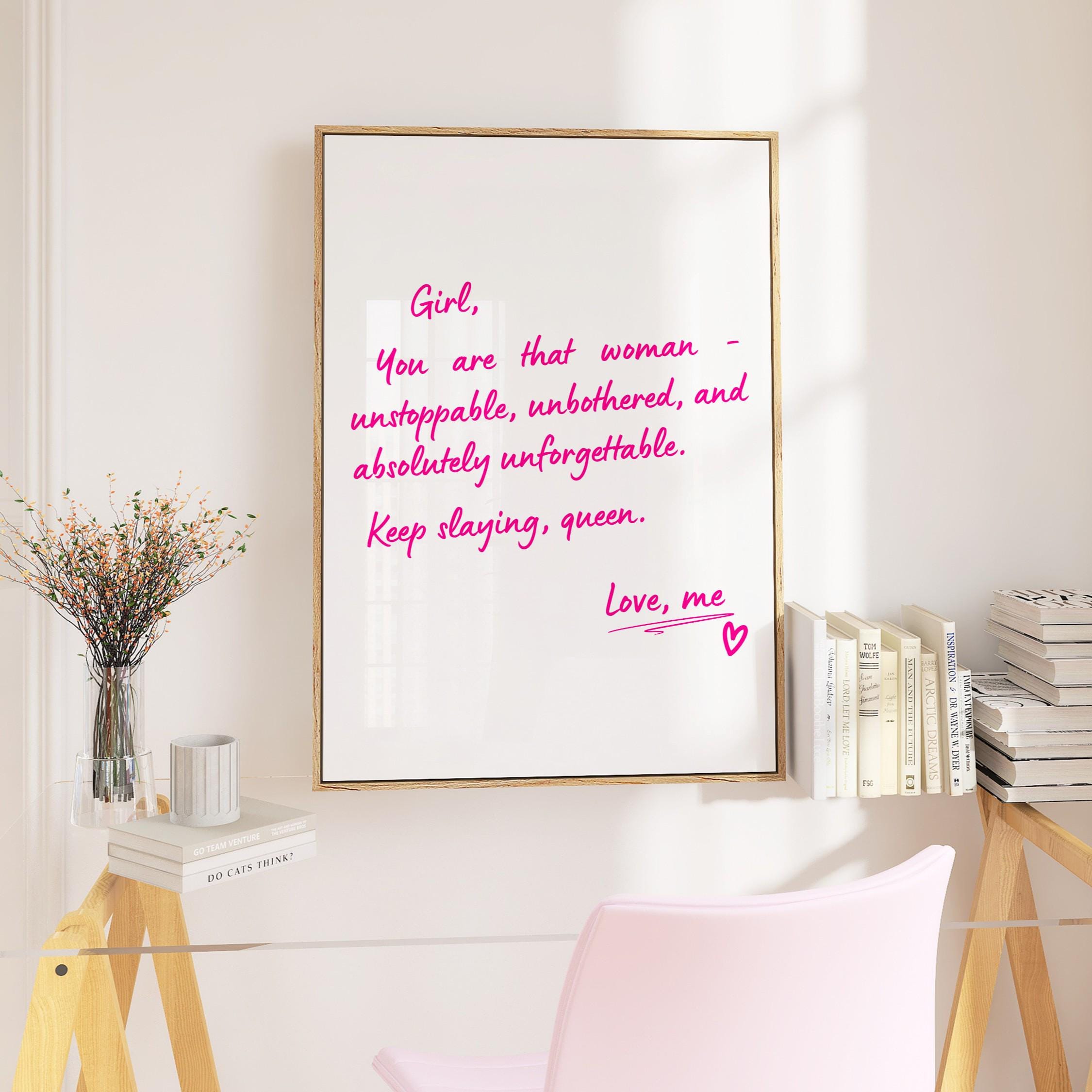 Empowering Girl Boss Digital Poster Inspirational Wall Art Vibrant Pink ...