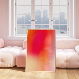 Red Aura Wall Art, Red Orange Blur Gradient Print, Spiritual Poster ...