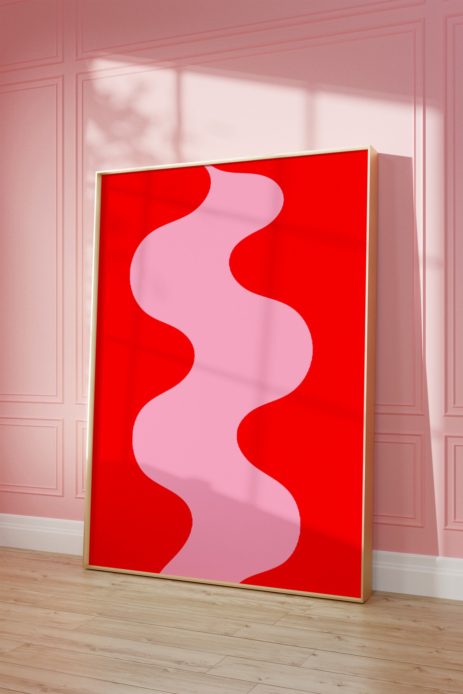 Pink Red Abstract Print, Preppy Poster, Digital Art Download, Trendy ...