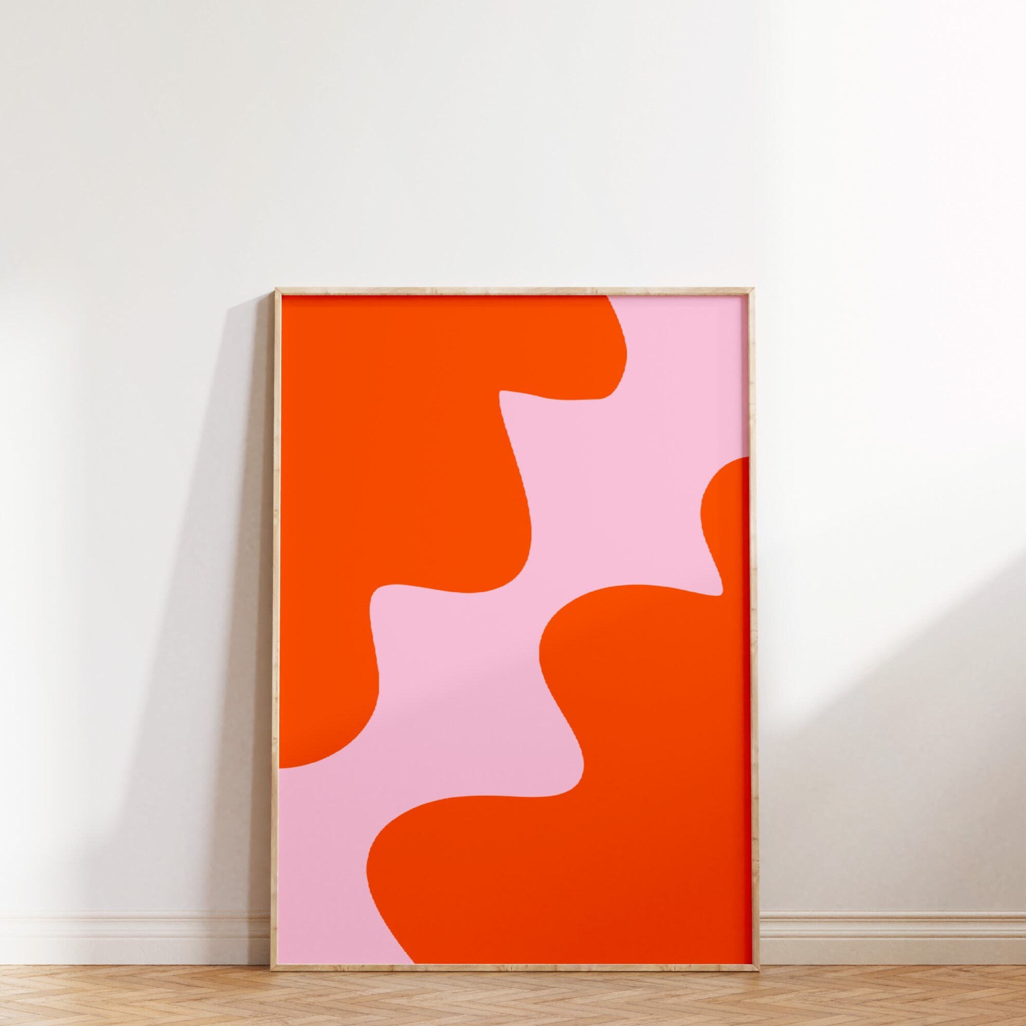 Pink Orange Abstract Print, Preppy Poster, Set of 2 Prints, Trendy Pink ...