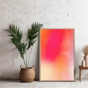 Red Aura Wall Art, Red Orange Blur Gradient Print, Spiritual Poster ...