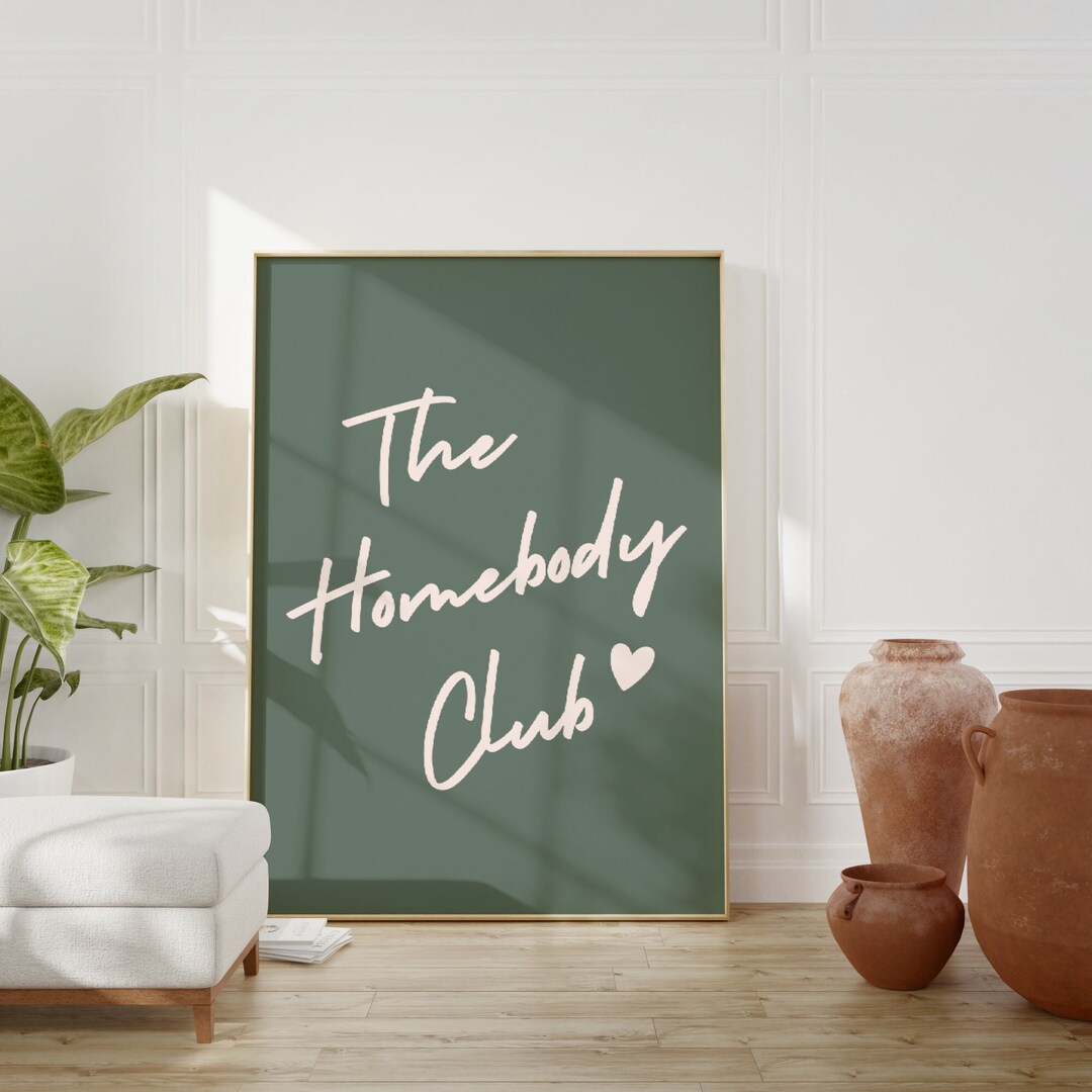 The Homebody Club Print, Neutral Retro Print, Trendy Printable, Green ...