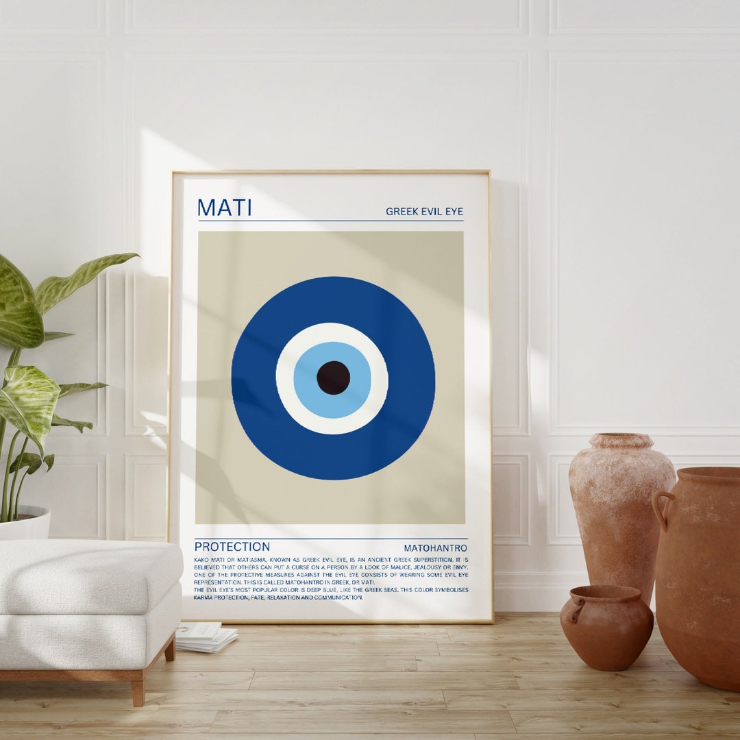 Evil Eye Poster, Spiritual Wall Art, Nazar Wall Art, Greek Eye Wall Art ...