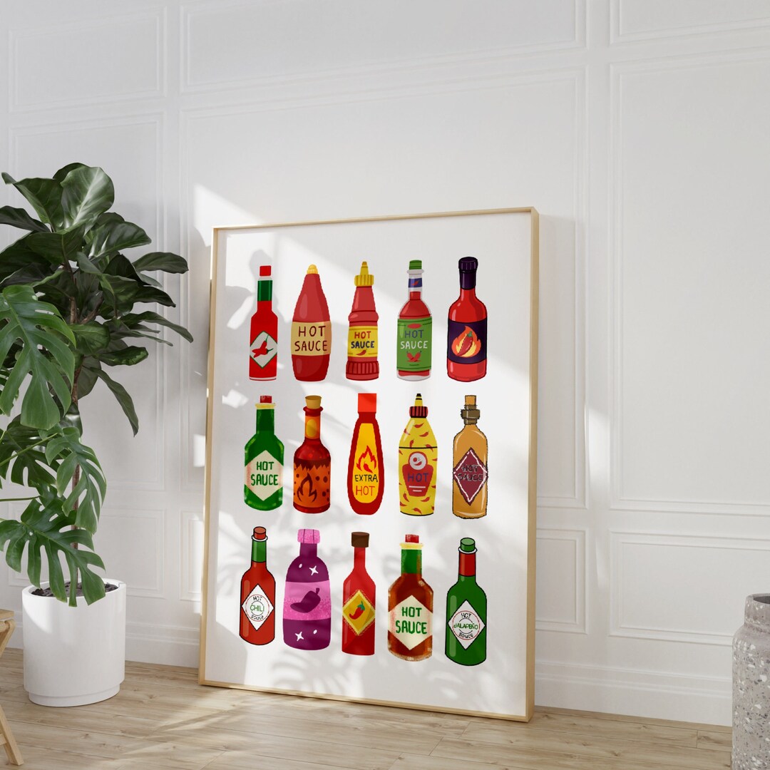 Hot Sauce Art, Digital Download,kitchen Wall Art Print,digital Food Art ...