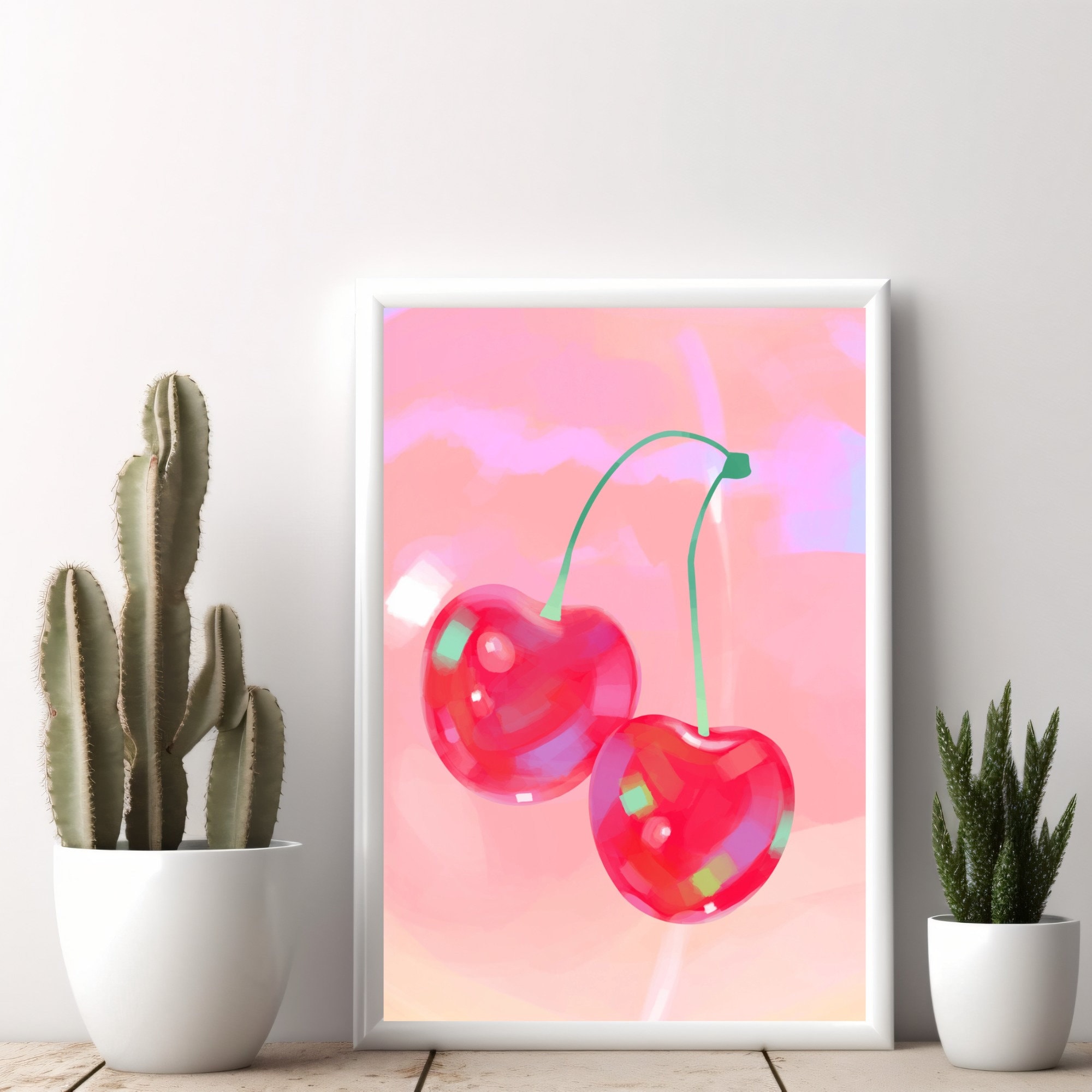 Cherries Print Y2k Print Maximalist Room Decor Pink Poster Trendy Funky ...