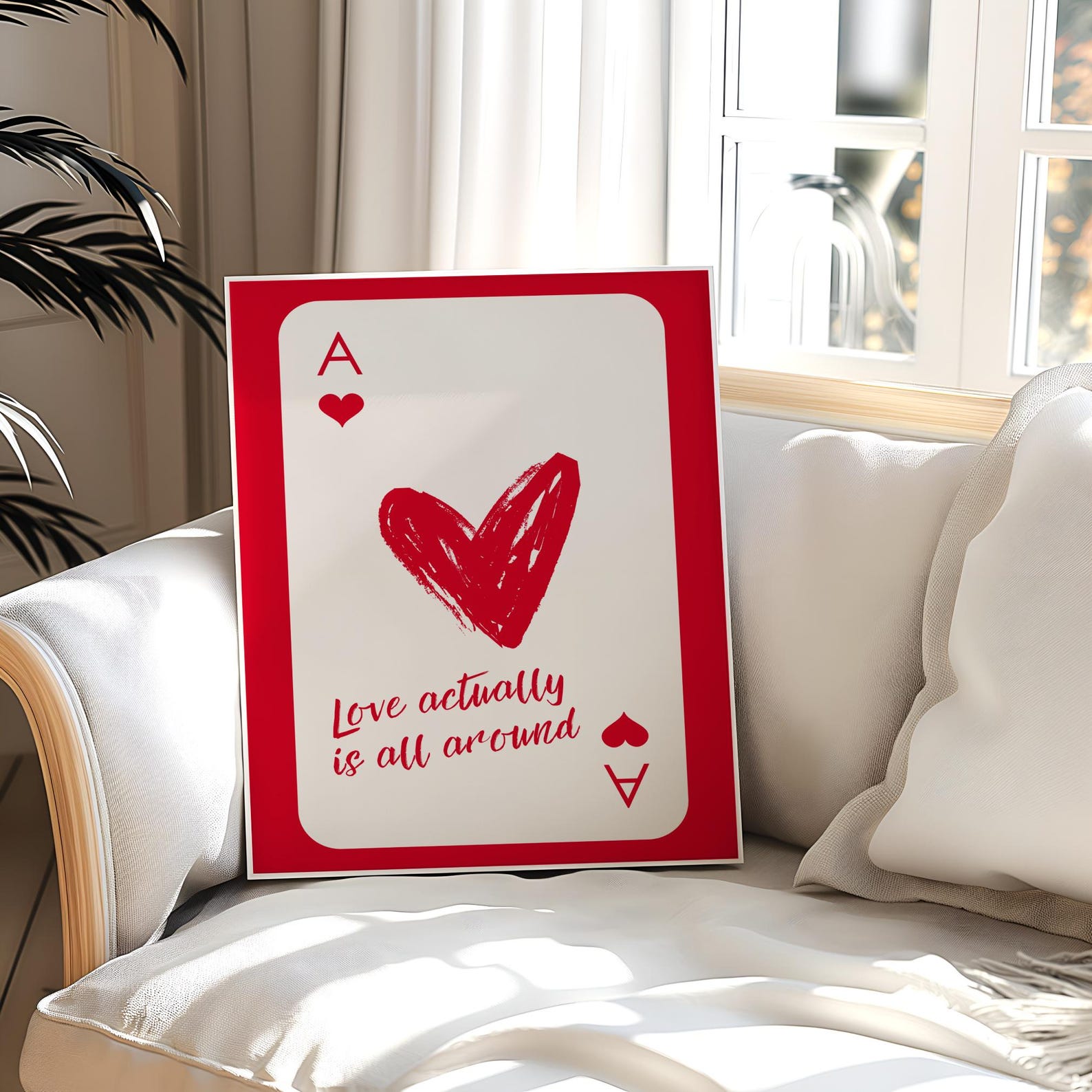 Love Actually is All Around Art Print Red Ace of Hearts Valentine Decor ...