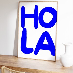 Hola Quote Print, PRINTABLE Wall Art, Blue Decor, Spanish Phrase ...