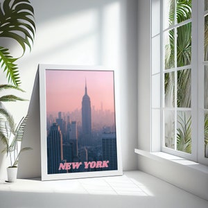 New York City Travel Print, Digital Art Download, Pink NY Travel Print ...