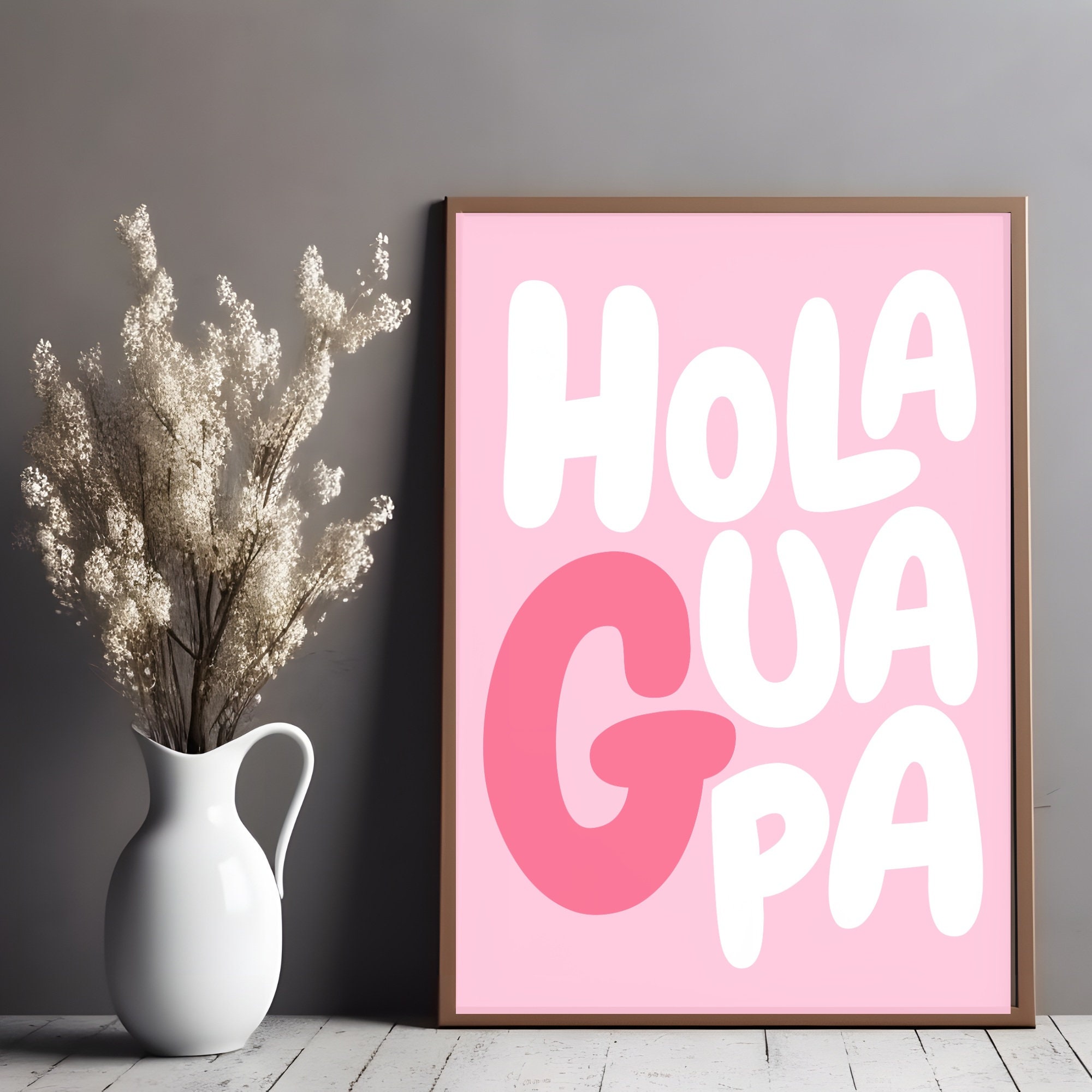 Hola Print, Hola Guapa Poster, Quote Printable Wall Art, Pink Wall ...