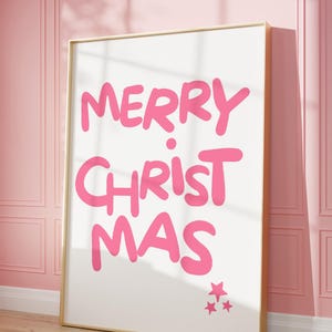 Christmas Print Set of 3, Pink Christmas Printable Wall Art, Xmas Home ...