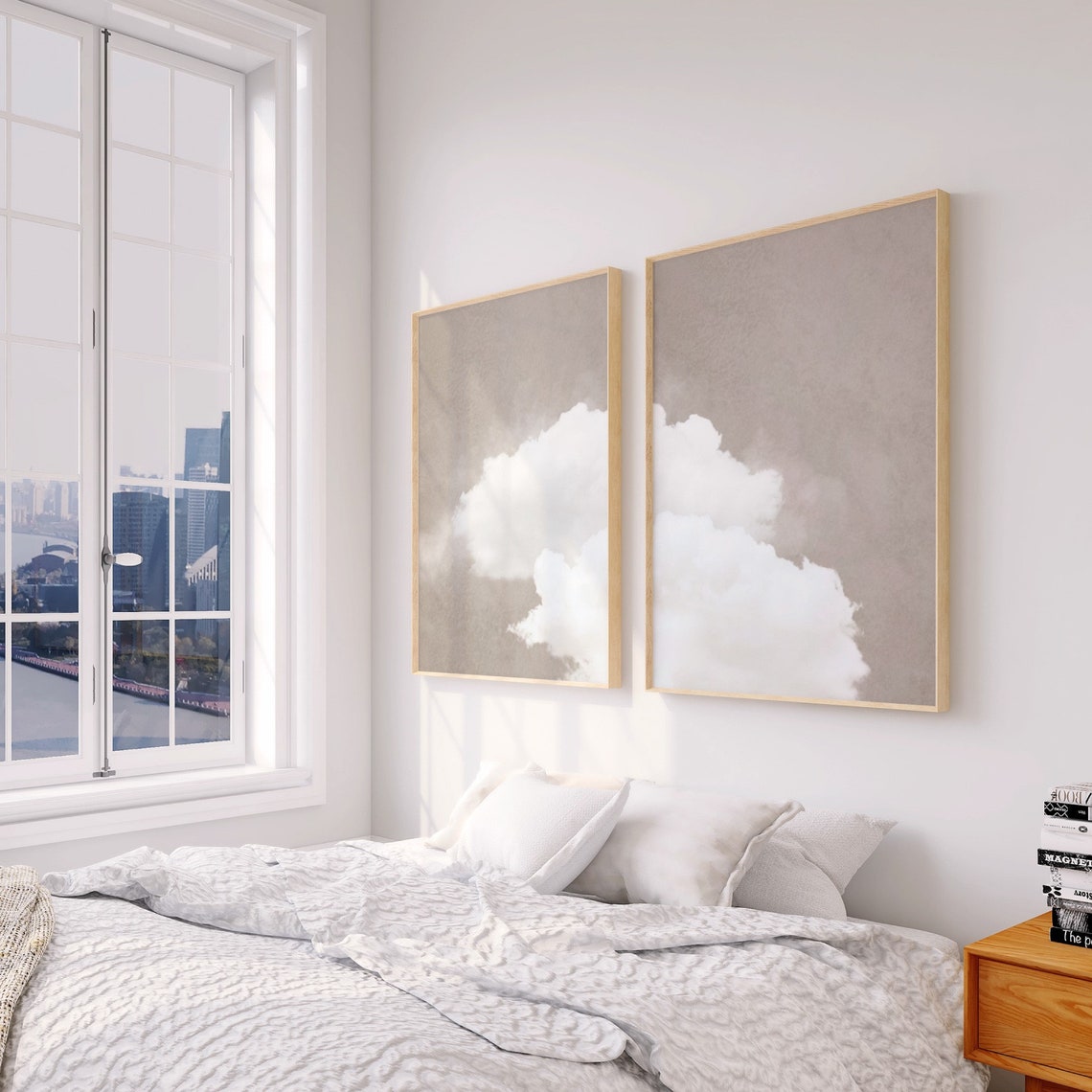 Cloud Wall Art, Set of 2 Prints, Cloud Prints, Aesthetic Cloud Painting ...