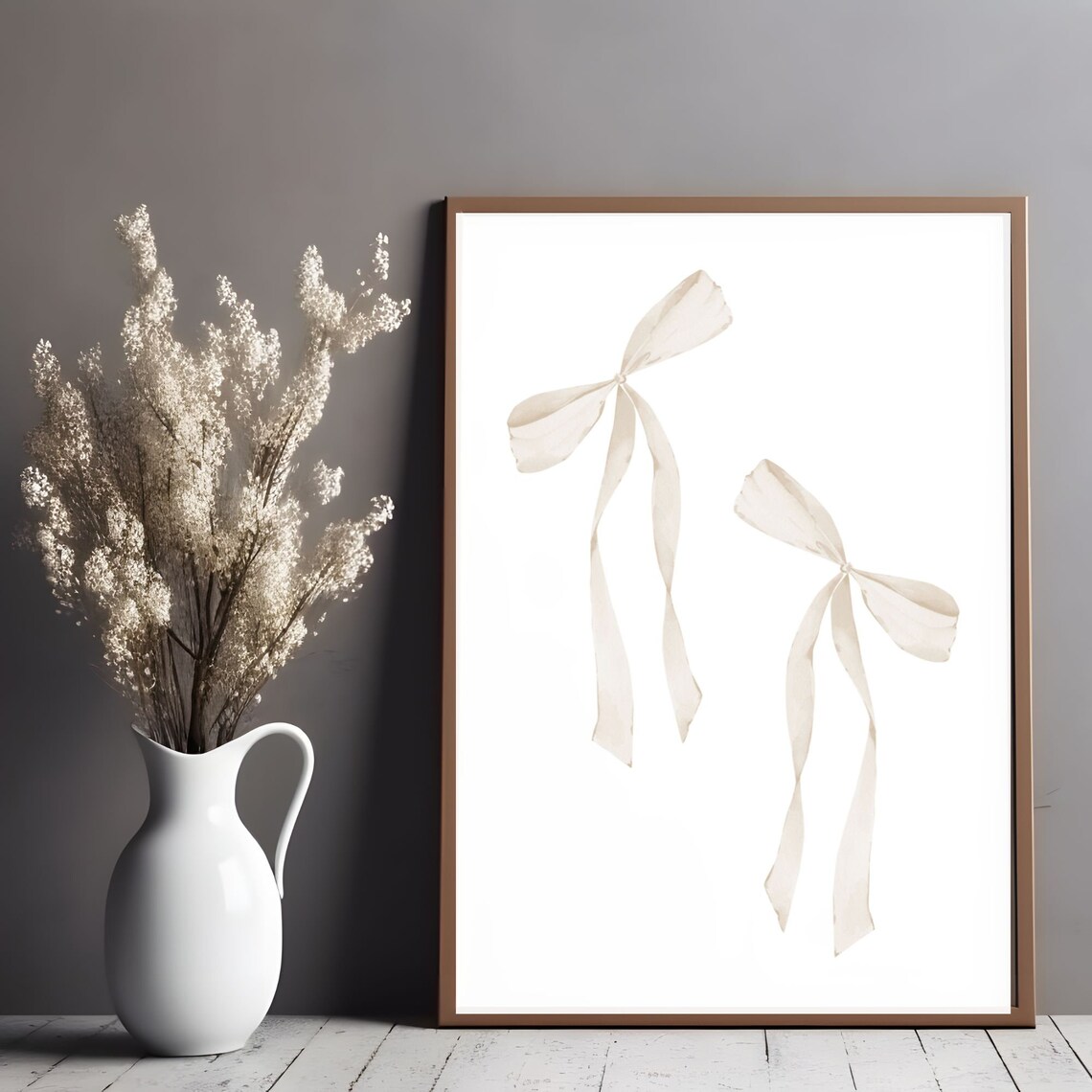 Beige Schleife Print, Preppy ästhetische Wanddeko, Teenagerzimmer Dekor ...