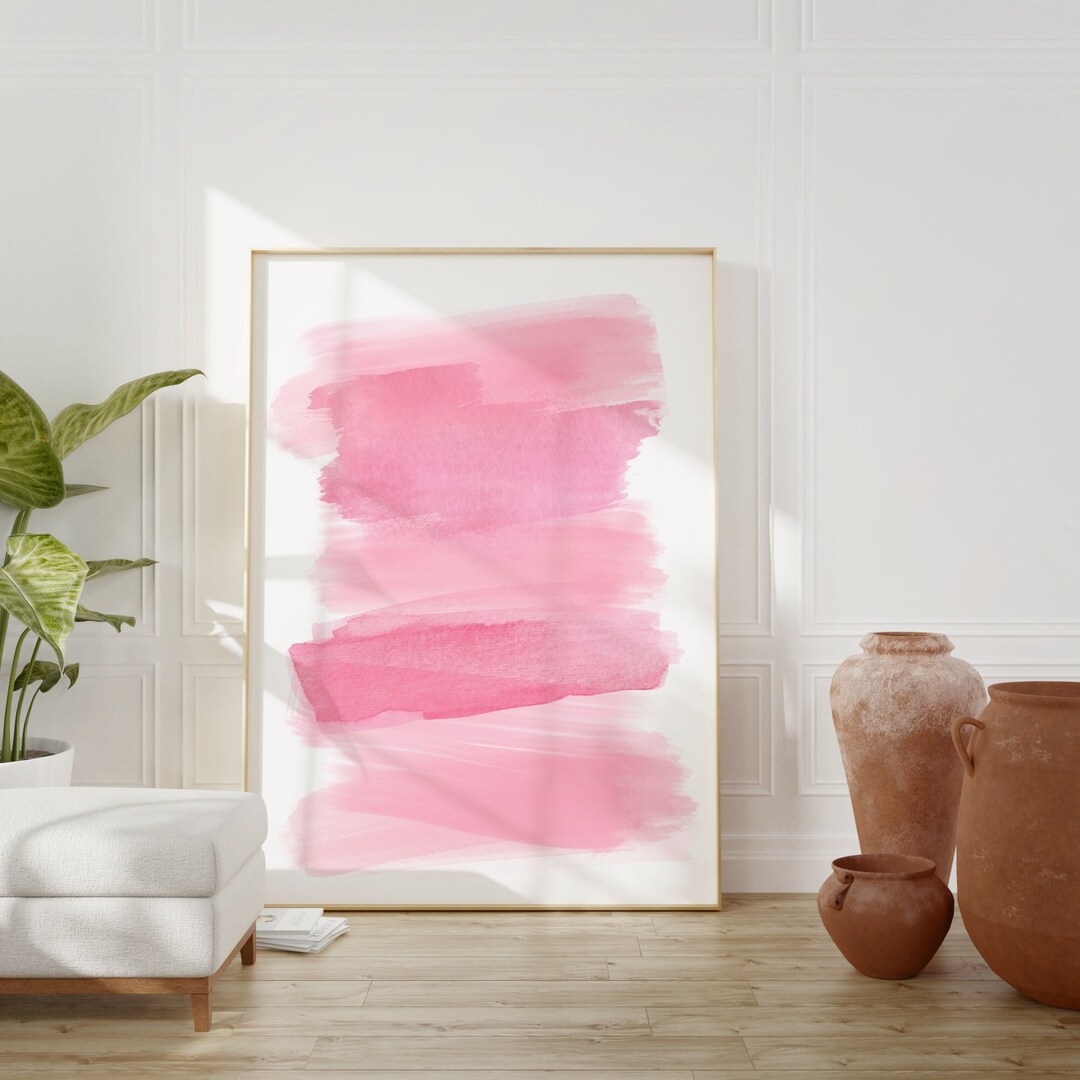 Blush Pink Art, Brush Strokes Wall Art, Light Pink Abstract Painting ...