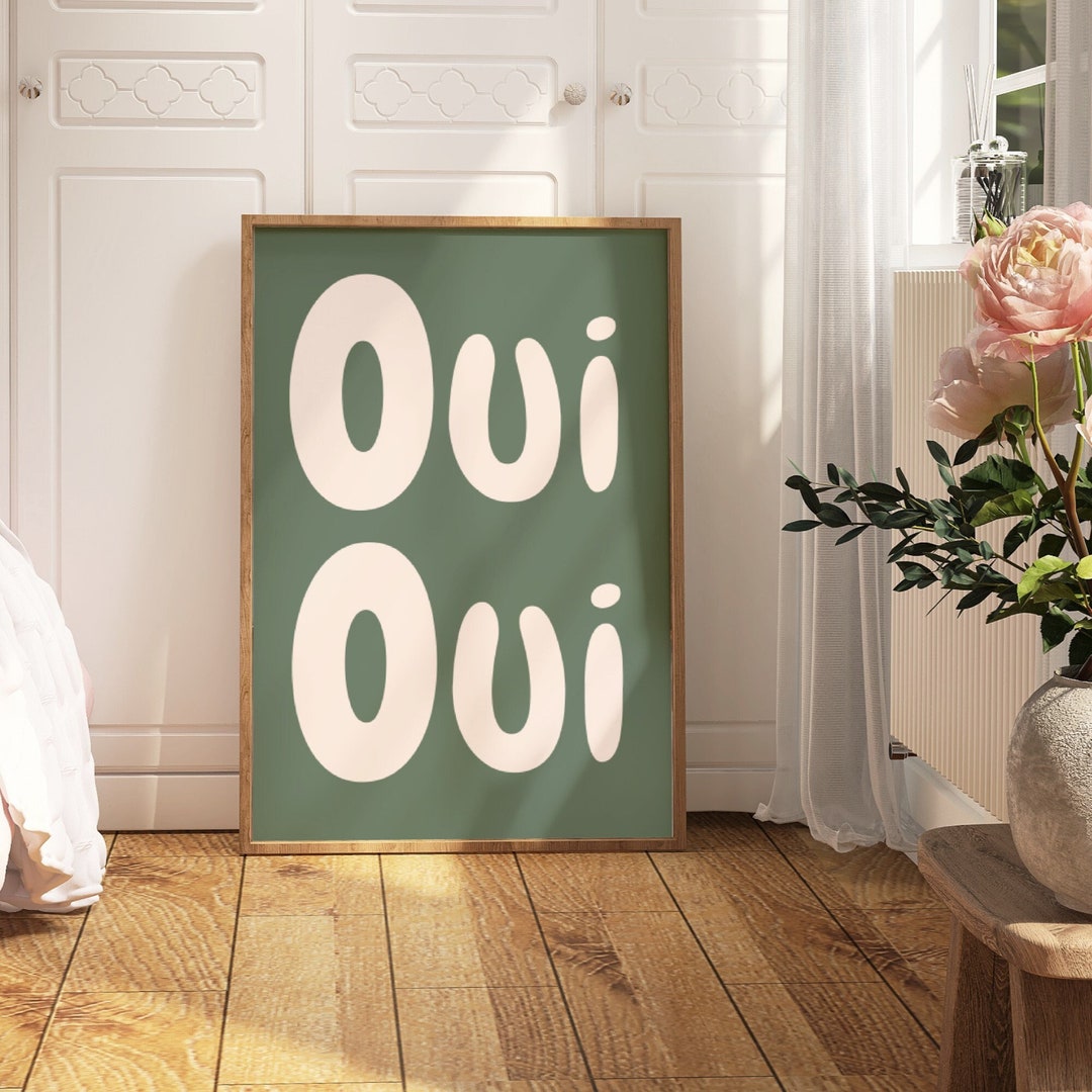Oui Print, Sage Green Wall Art, Oui Oui Poster, Bathroom Print, French ...