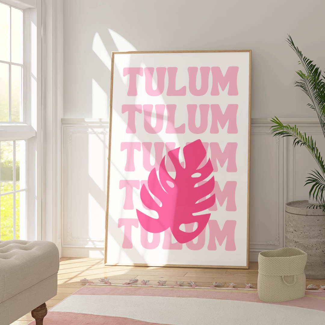 Tulum Travel Print, Digital Art Download, Pink Boho Poster, Trendy ...