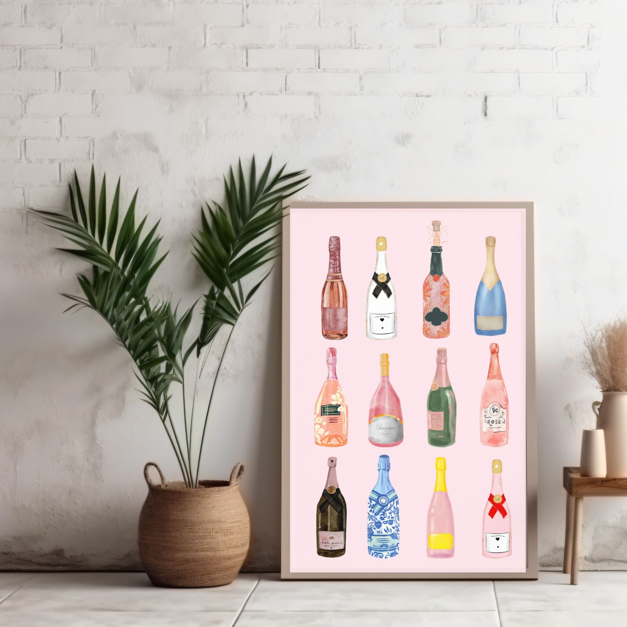 Champagne Wall Art, Bar Cart Decor, Champagne Poster, Pink Girly Wall ...