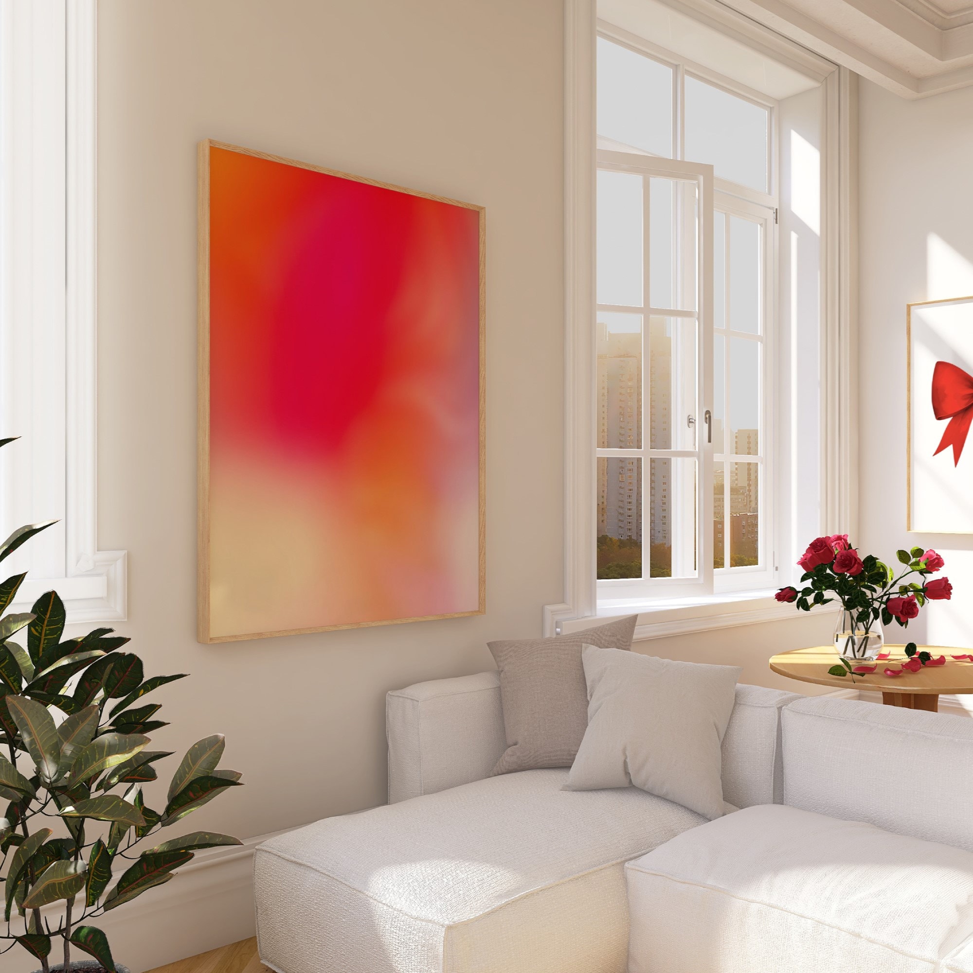 Red Aura Wall Art, Red Orange Blur Gradient Print, Spiritual Poster ...