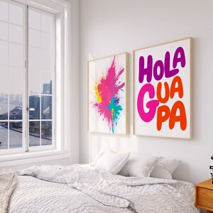 Hola Guapa Print, Hola Poster, PRINTABLE Wall Art, Pink Orange Decor ...