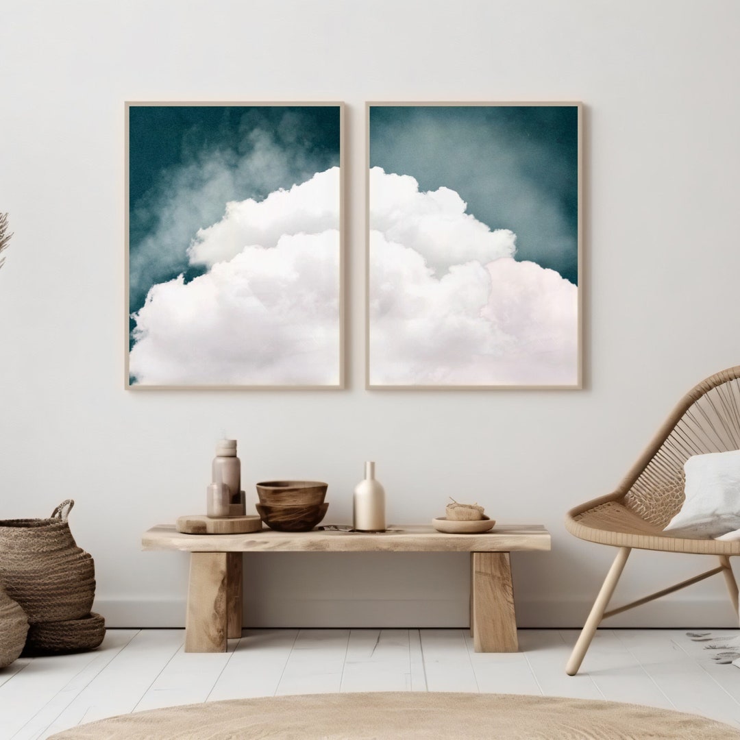Cloud Wall Art, Set of 2 Prints, Cloud Prints, Aesthetic Cloud Painting ...