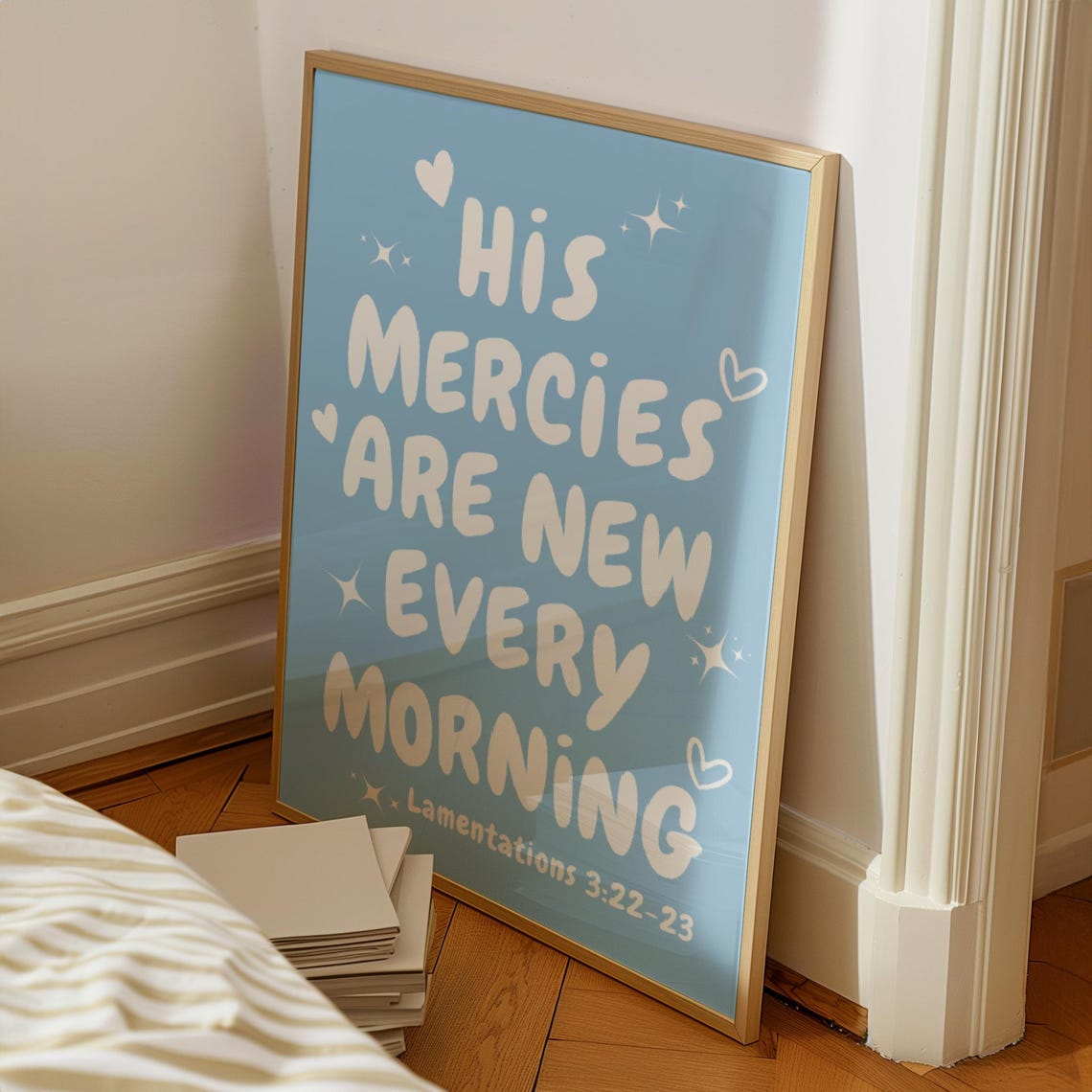 Modern Christian Art-blue Scripture Wall Art-his Mercies Are New Every ...