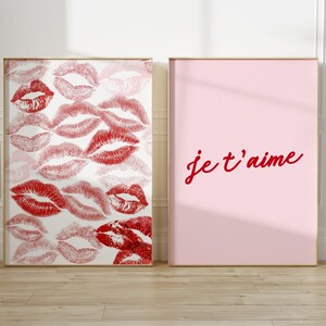 Set of 6 Red Love Prints Hearts and Kisses Wall Art Valentine's Day ...