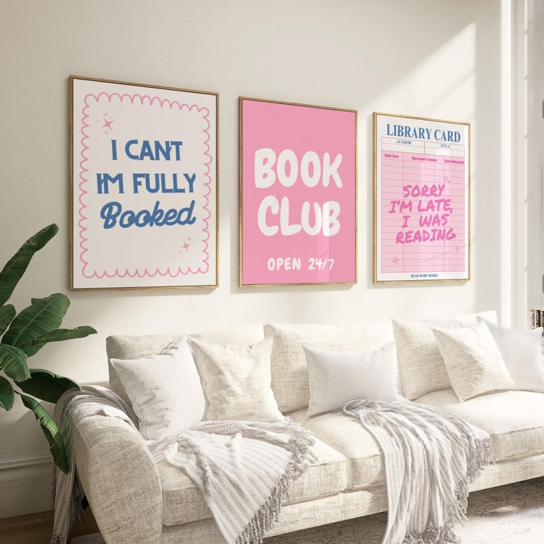 Book Club Print, Book Lovers Gift Print, Trendy Reading Corner Poster ...