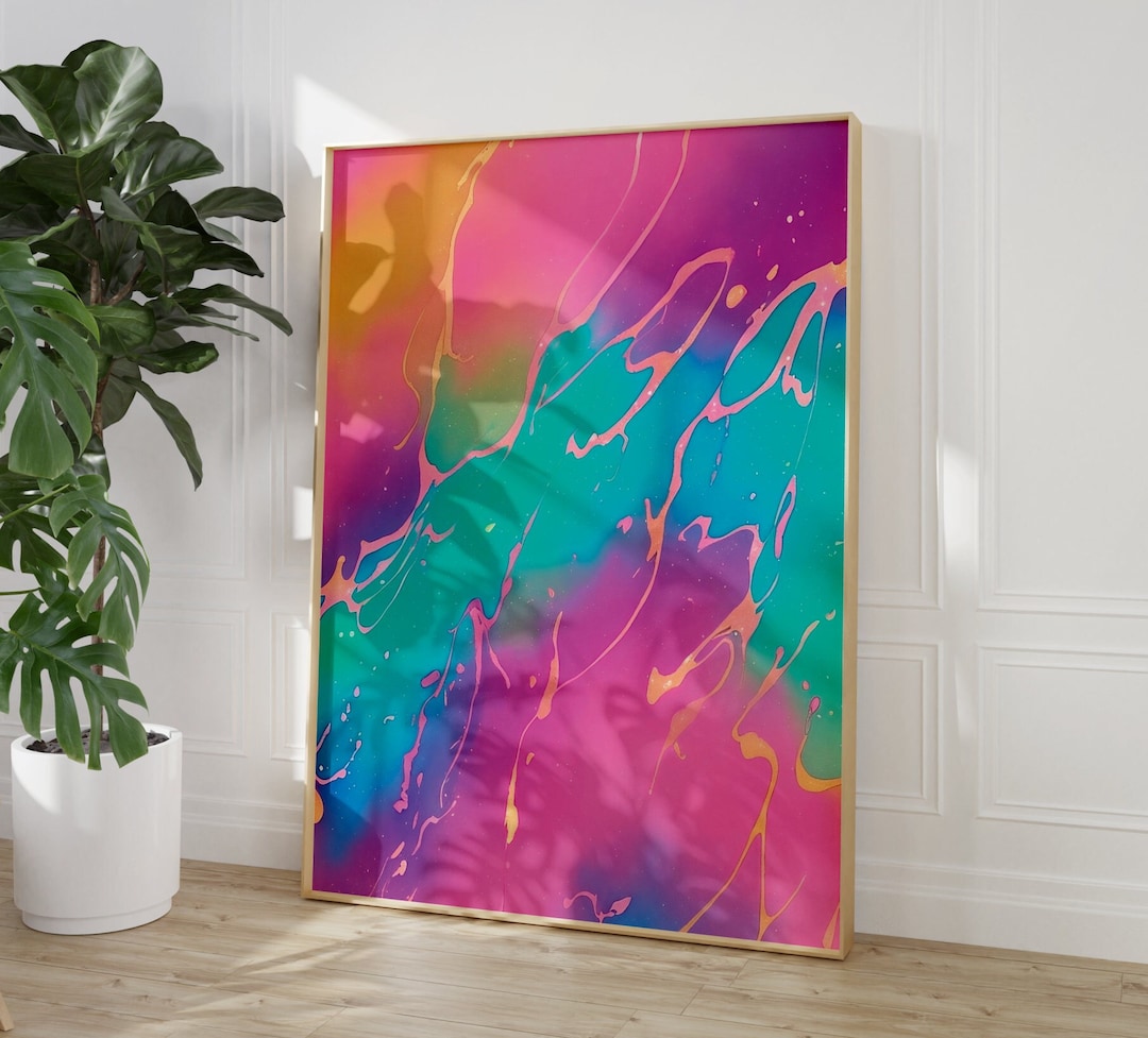 Marble Pink Abstract Painting Preppy Room Decor Maximalist Wall Art ...