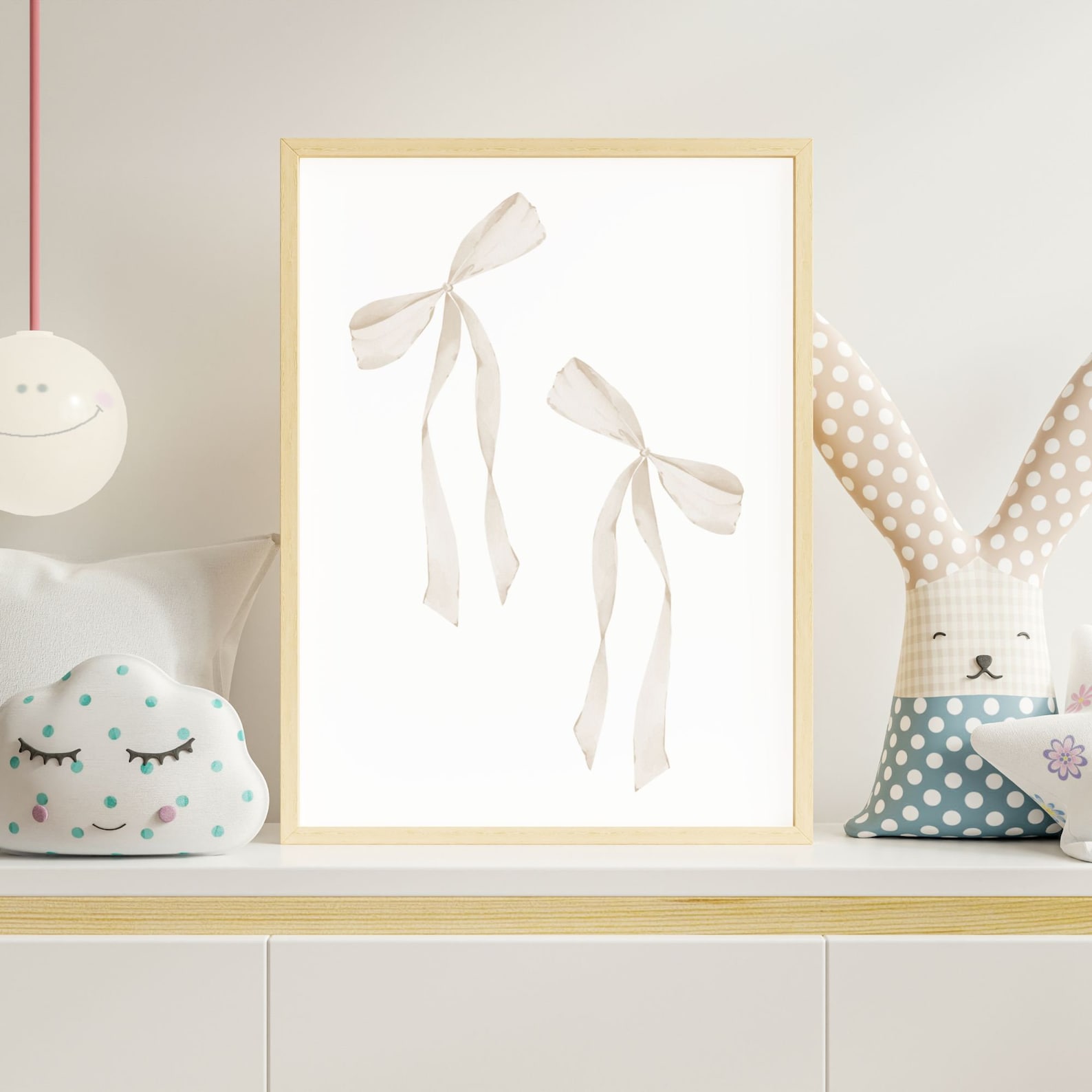 Beige Schleife Print, Preppy ästhetische Wanddeko, Teenagerzimmer Dekor ...