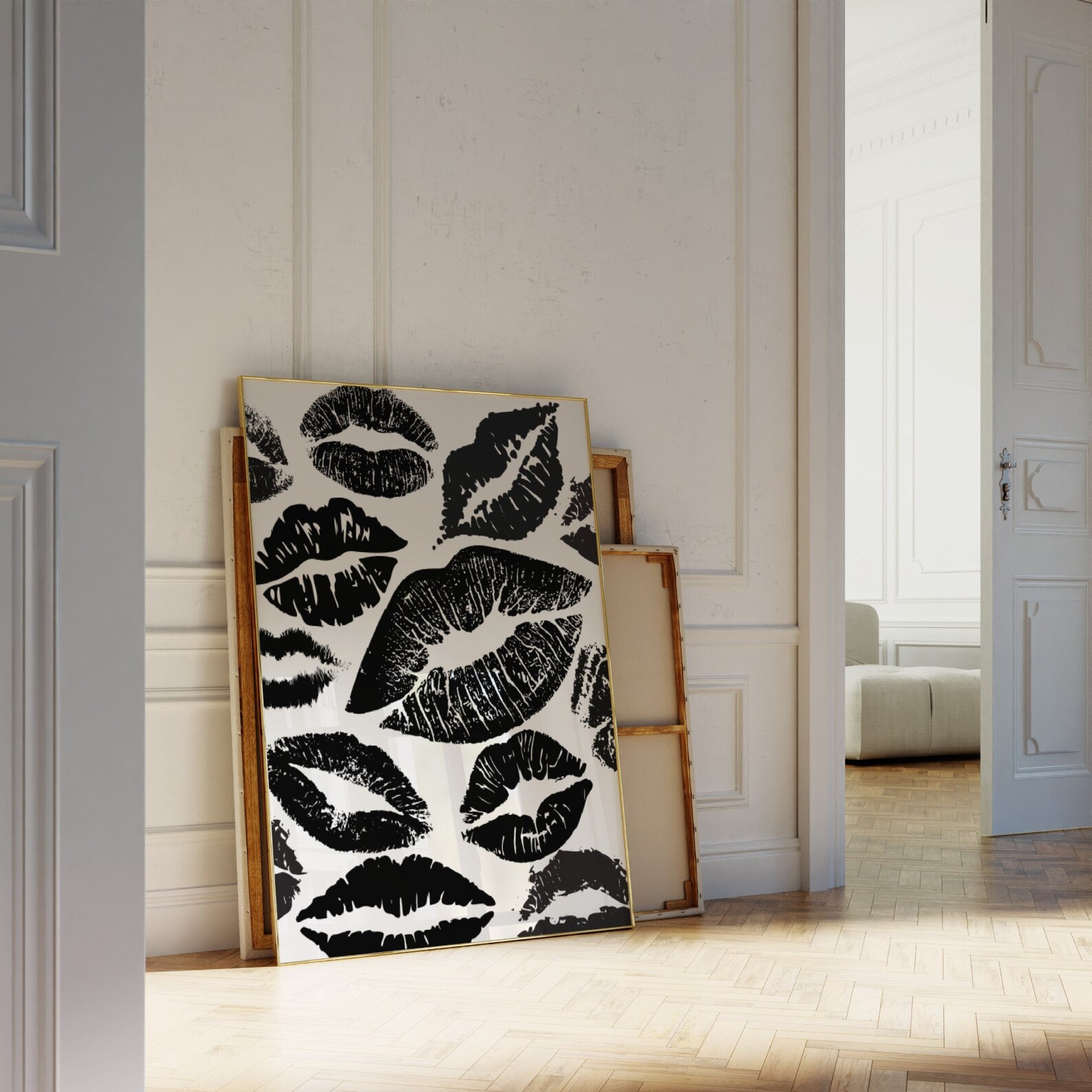 Kiss Lips Wall Art, Lips Print, Trendy Digital Prints, Preppy Dorm ...