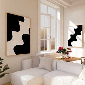 Black Abstract Art, Set of 2 Prints, Black and White Prints, Black ...
