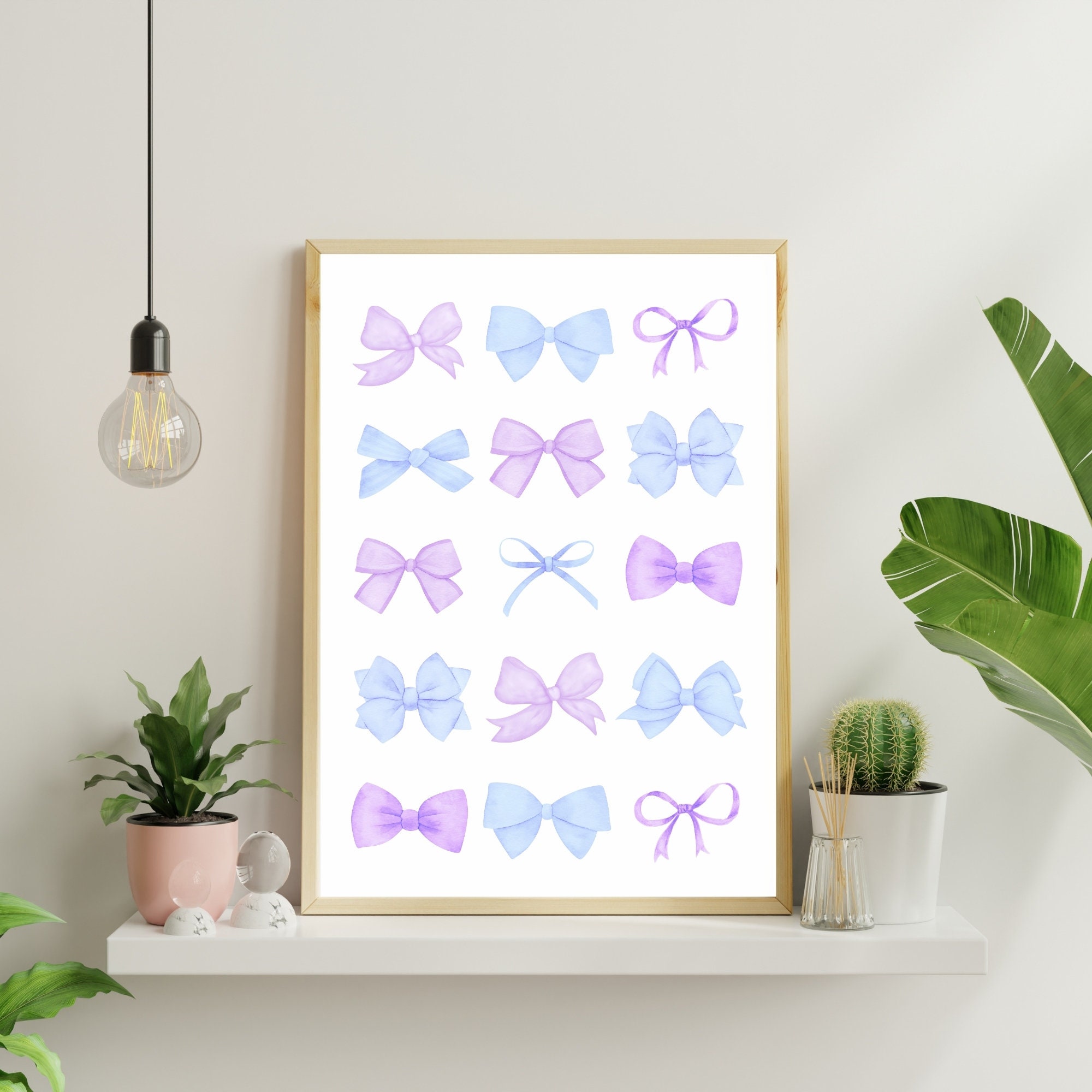 Blue Bow Print, Lavender Bow Poster, Coquette Room Decor, Preppy ...