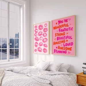 You Are Amazing Pink Orange Poster, Funky 70s Pink Wall Art, Girly Dorm ...