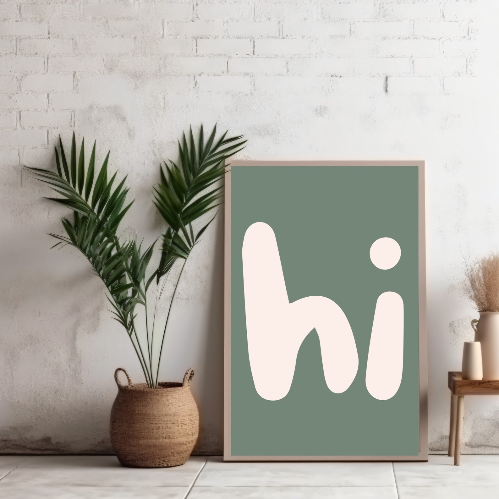 Hi Print, Sage Green Wall Art, Hello Wall Art, Hi Posters, Printable ...