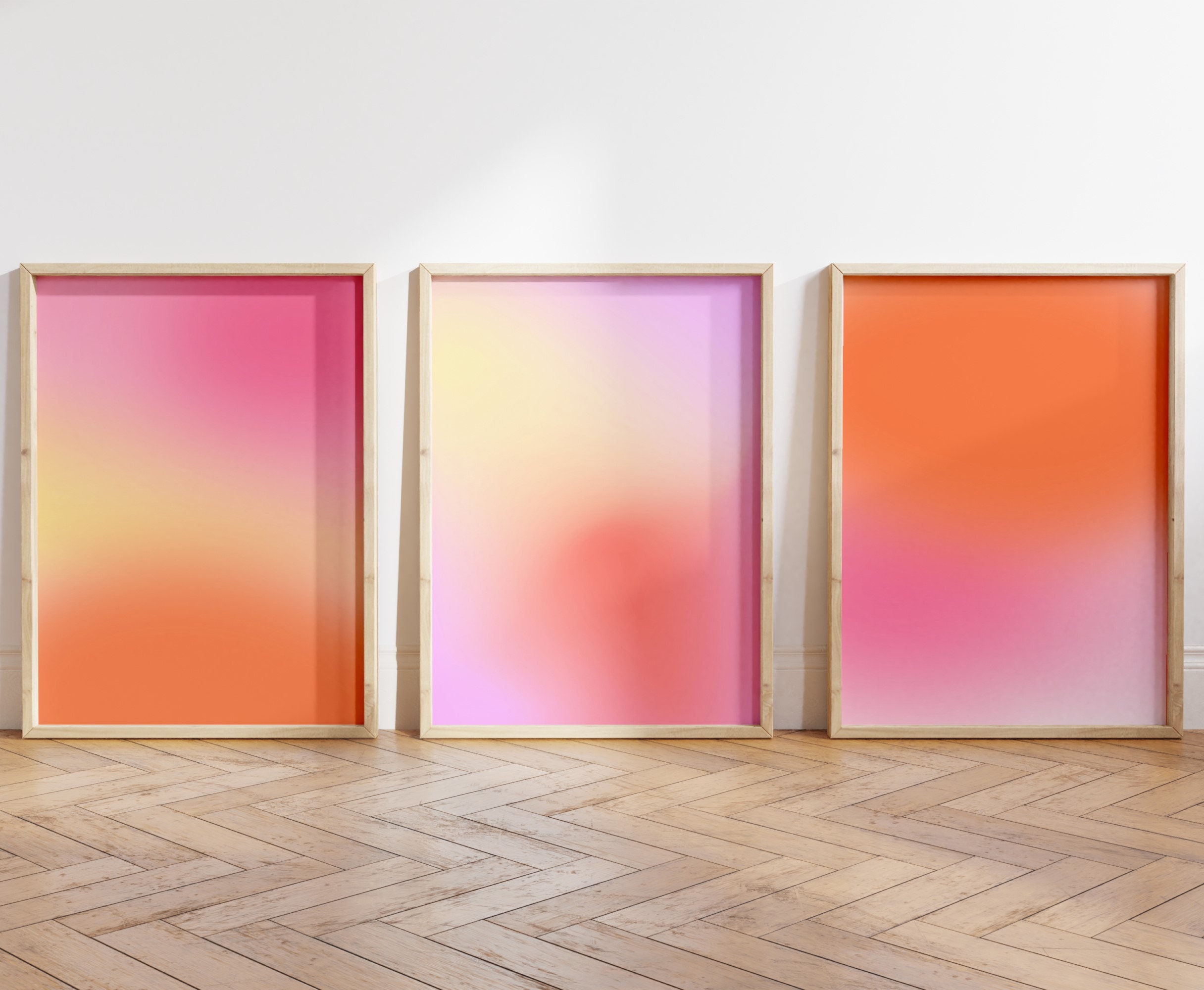 Pastel Aura Prints, Set of 3 , Positive Pink Aura Poster, Gradient Aura ...