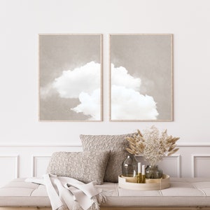 Cloud Wall Art, Set of 2 Prints, Cloud Prints, Aesthetic Cloud Painting ...