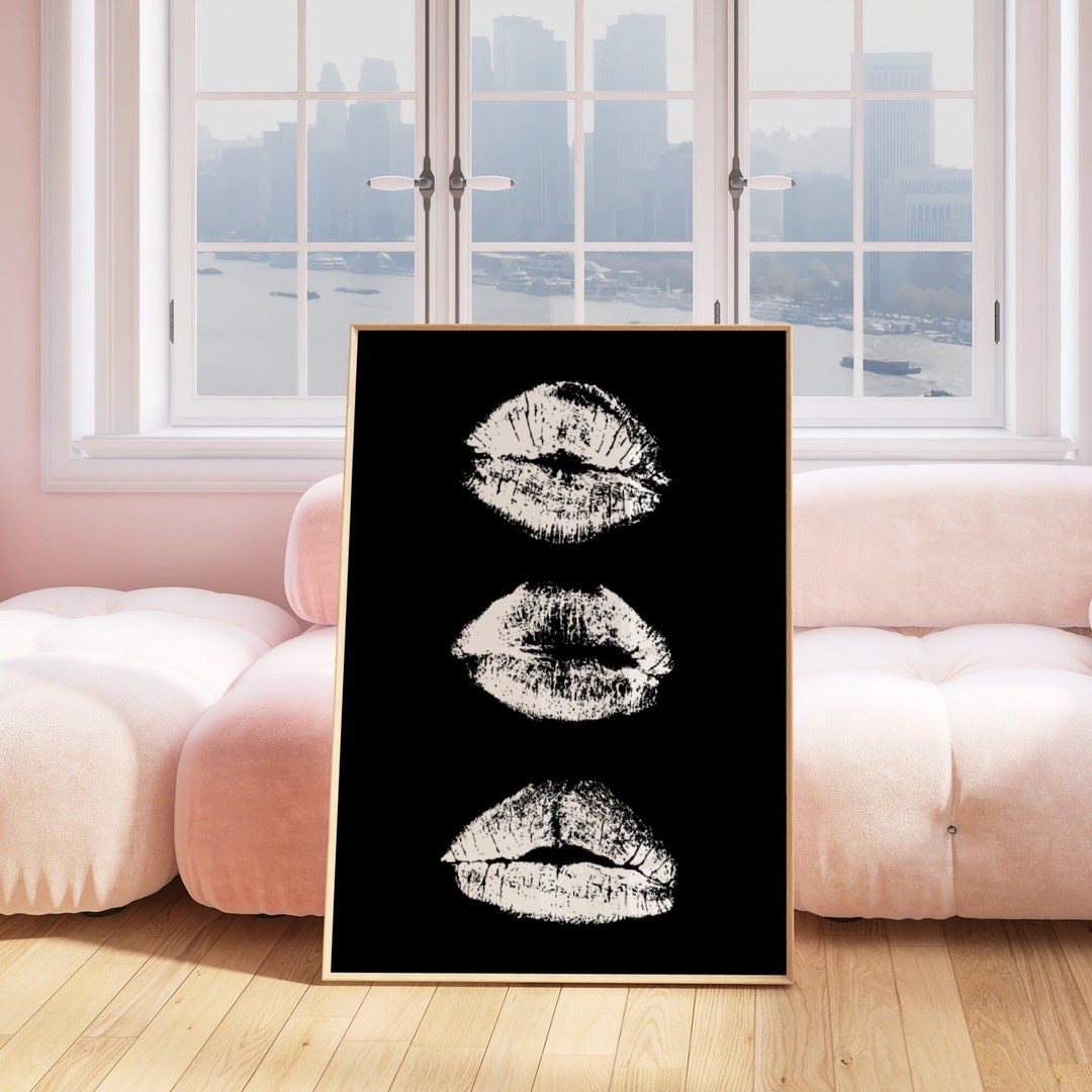 Kiss Lips Wall Art Lips Print Trendy Digital Prints Preppy - Etsy.de