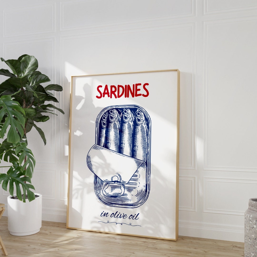 Sardines Tin Print, Kitchen Wall Art, Sardine Wall Art, Dining Room ...