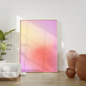 Pastel Aura Set of 2, Prints, Positive Pink Aura Poster, Gradient Aura ...