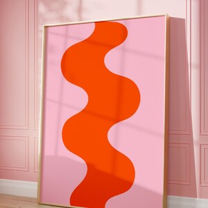 Pink Orange Abstract Print, Preppy Poster, Set of 3 Prints, Trendy Pink ...