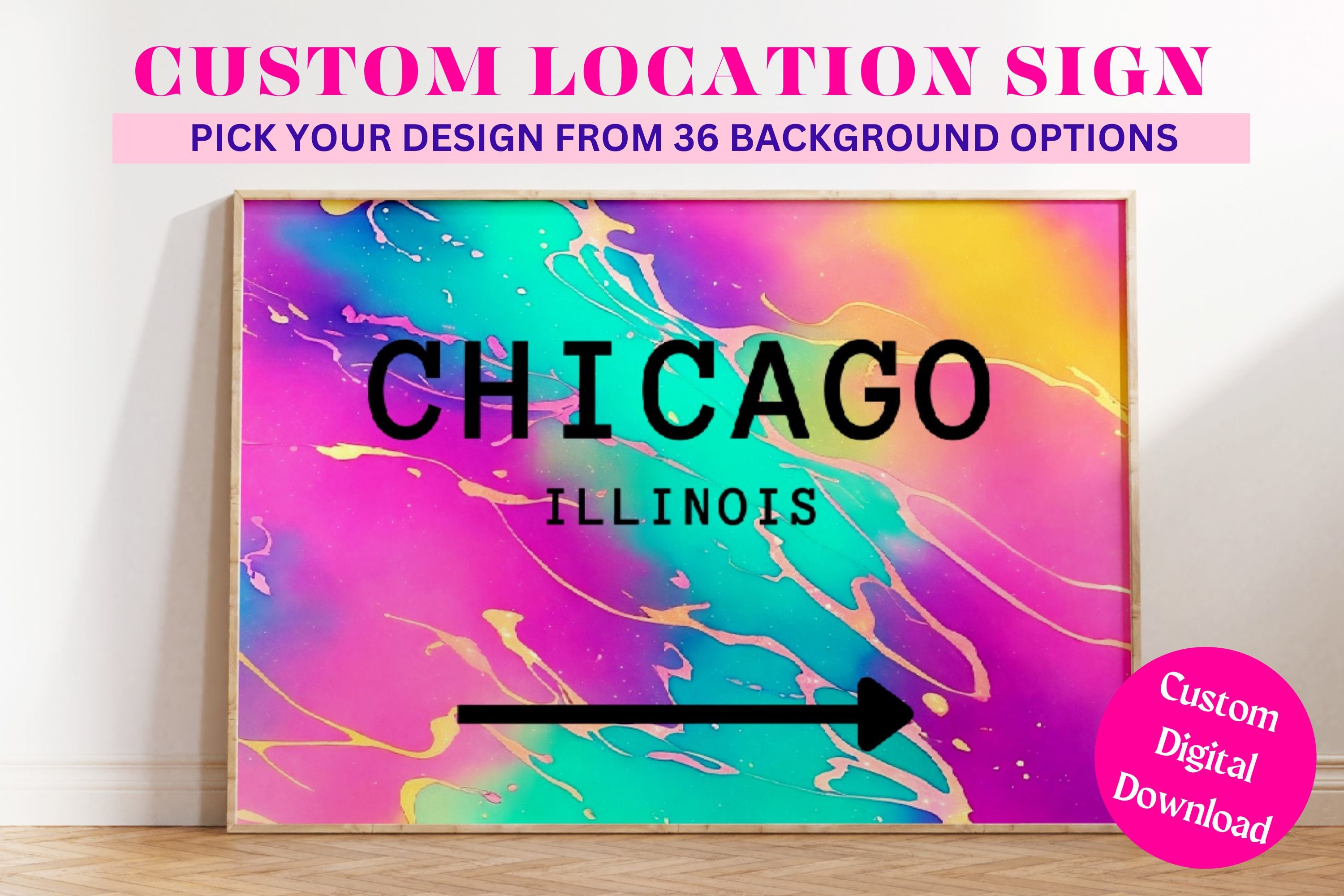 Custom Location Sign Preppy Wall Art Printable Dorm Decor - Etsy