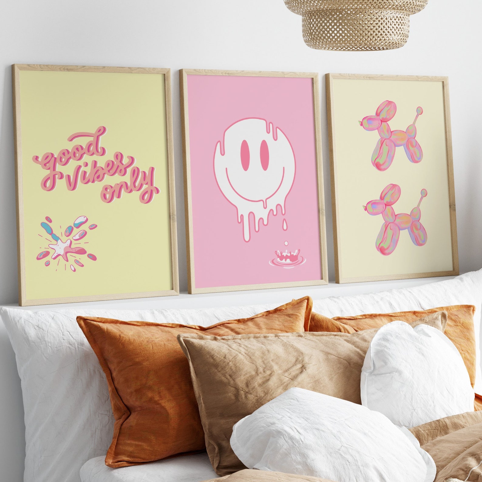 Smiley Face Set of 3 Prints Dog Balloon Poster Tryptic Wall - Etsy
