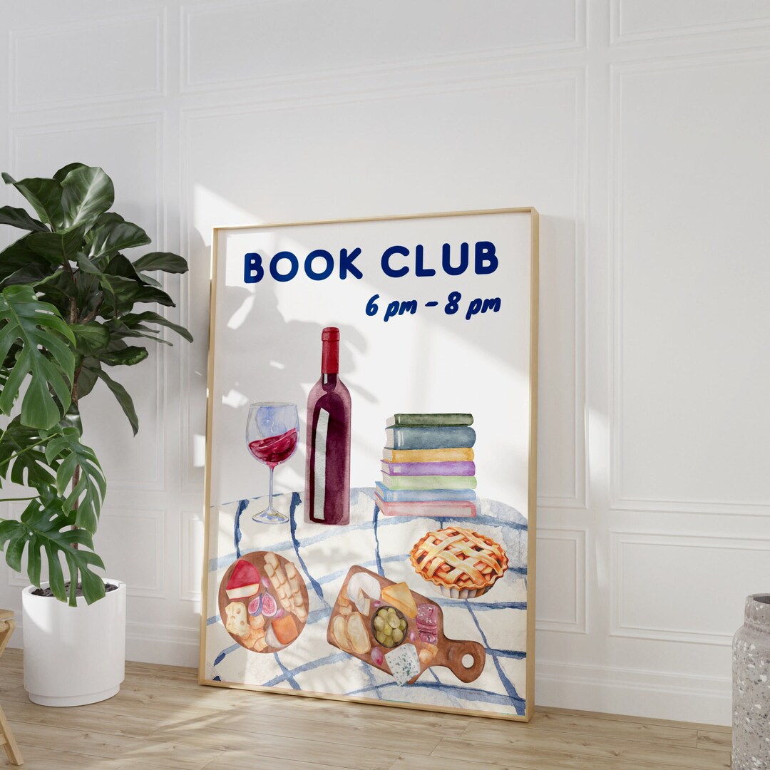 Book Club Print, Book Lovers Gift Print, Trendy Reading Corner Poster ...