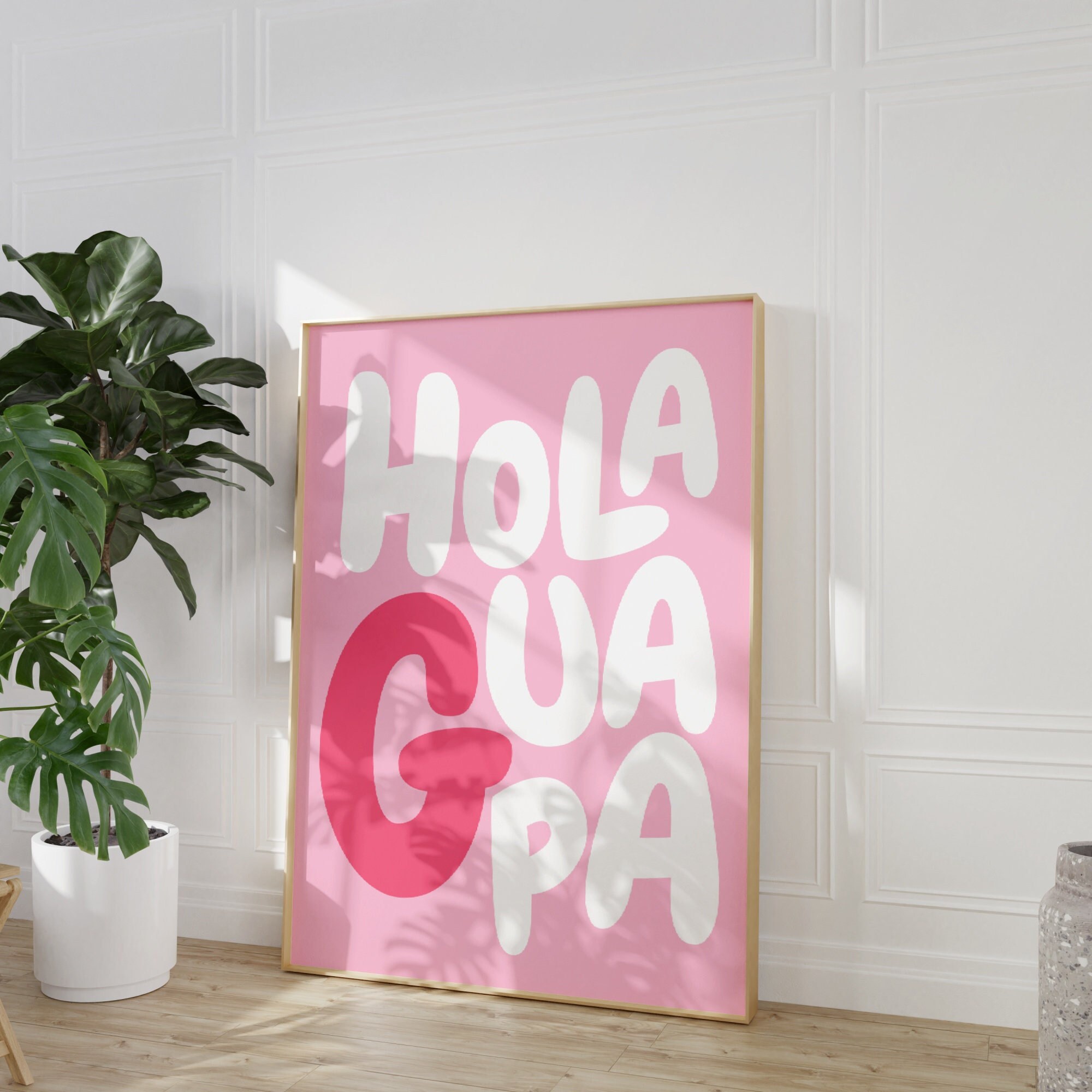 Hola Print, Hola Guapa Poster, Quote Printable Wall Art, Pink Wall ...