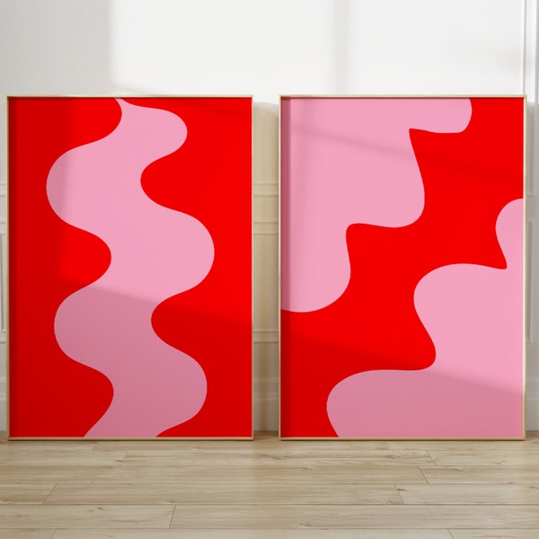 Pink and Red Print - Etsy