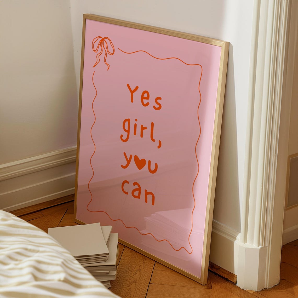 Yes Girl You Can Print Preppy Pink Coquette Room Decor Hot Girl Home ...
