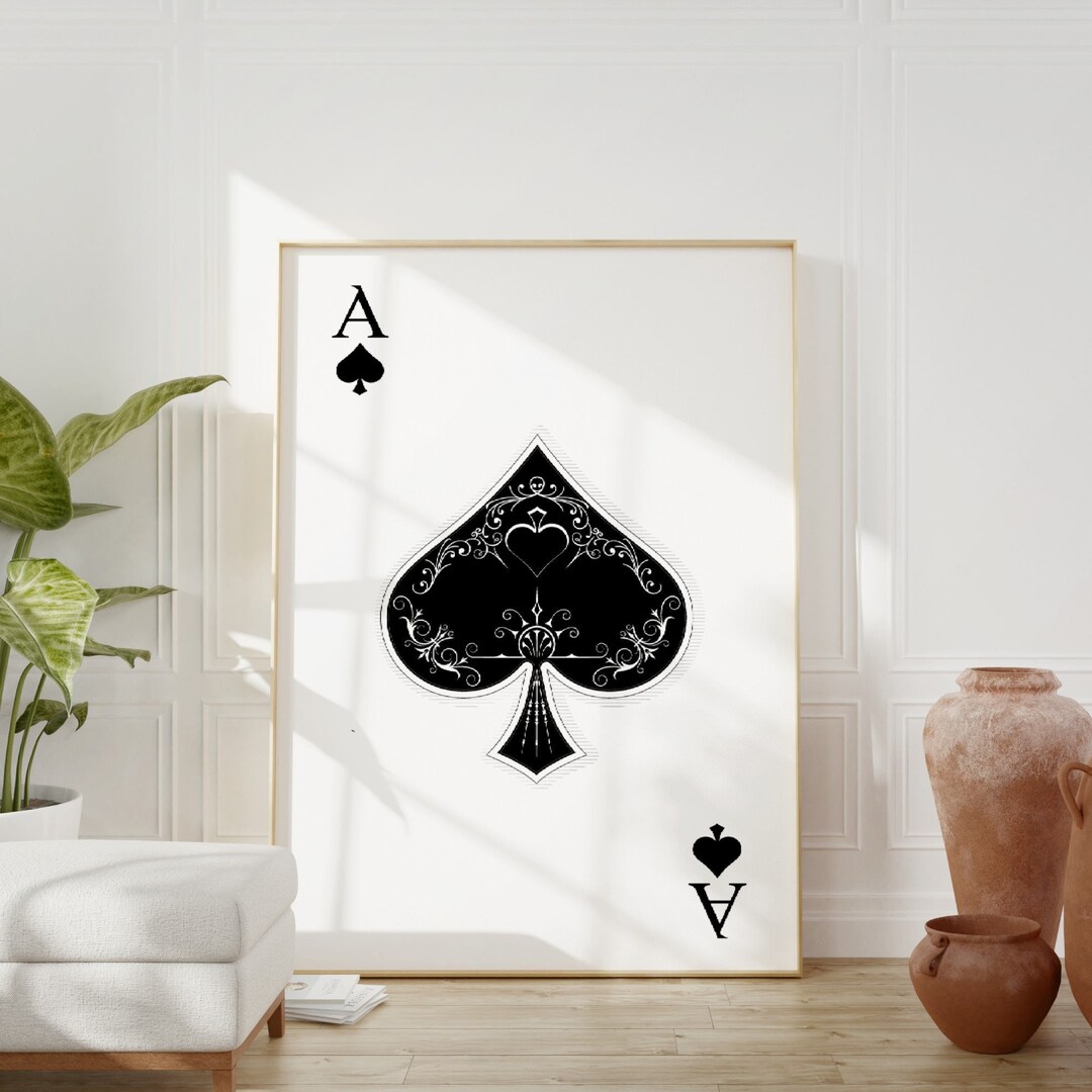 Ace of Spades Playing Card, Digital Print,modern Game Room Wall Art ...